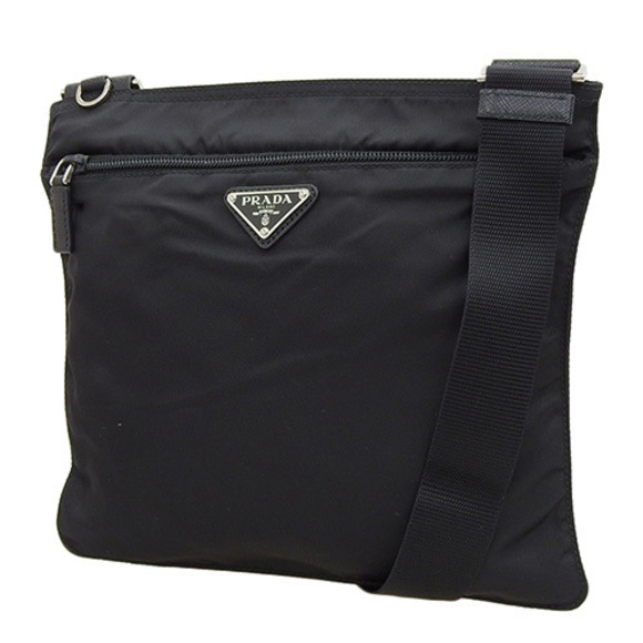 Prada | Bags | Prada Logo Plate Square Nylon Shoulder Bag Black | Poshmark